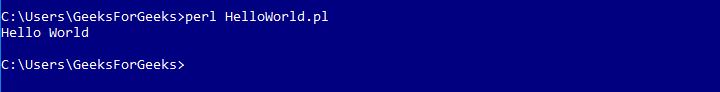 Hello World Program In Perl Geeksforgeeks