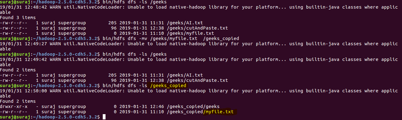 Hdfs Commands Geeksforgeeks